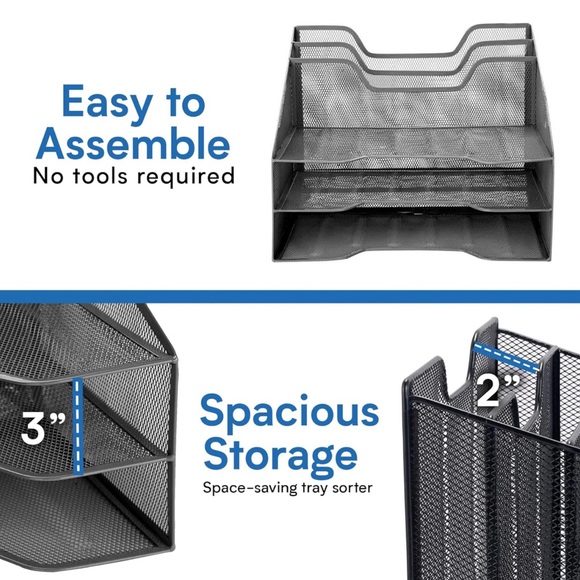 Office | Black Metal Mesh Five Compartment Organizer For Office Or Home ...